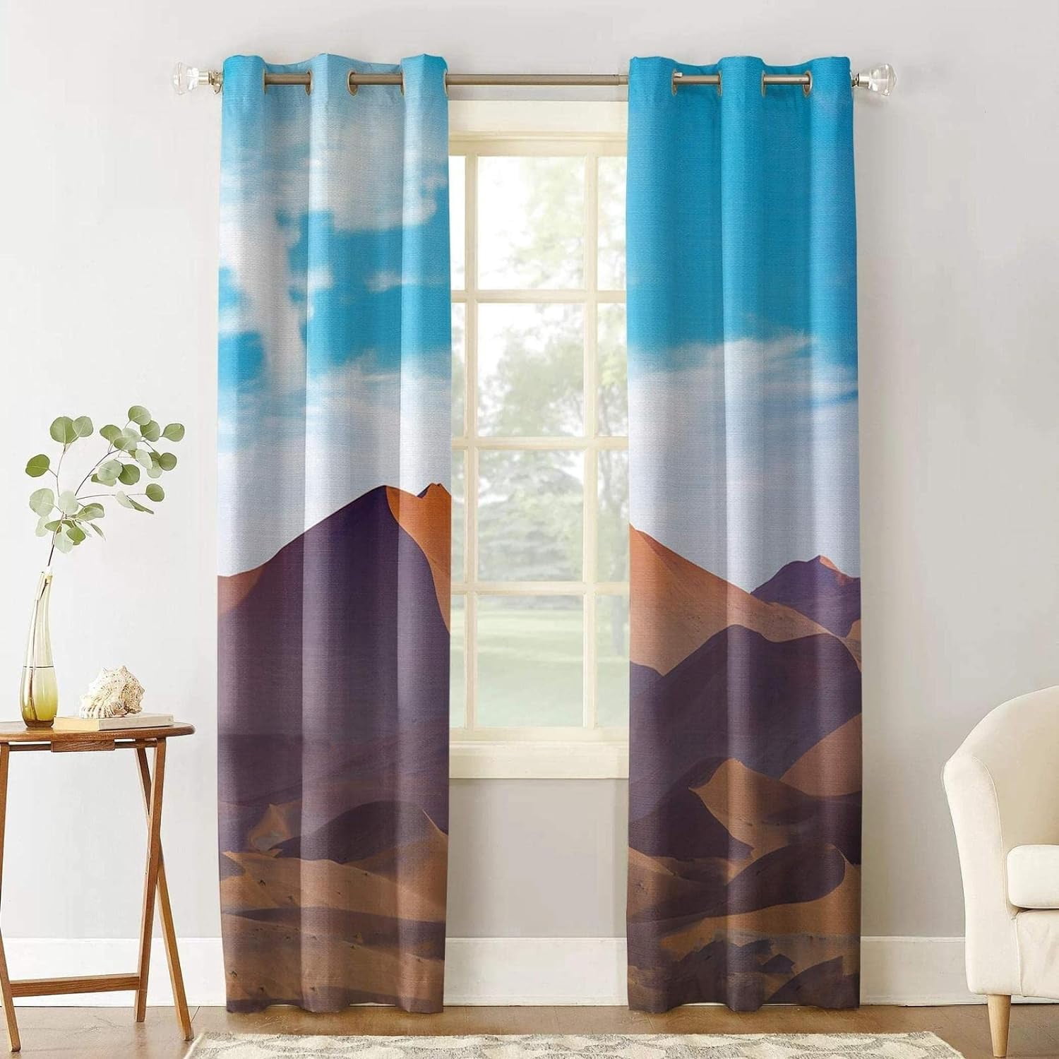Blue Sky With White Clouds Blackout Curtains,2 Panels Curtain,Decor ...