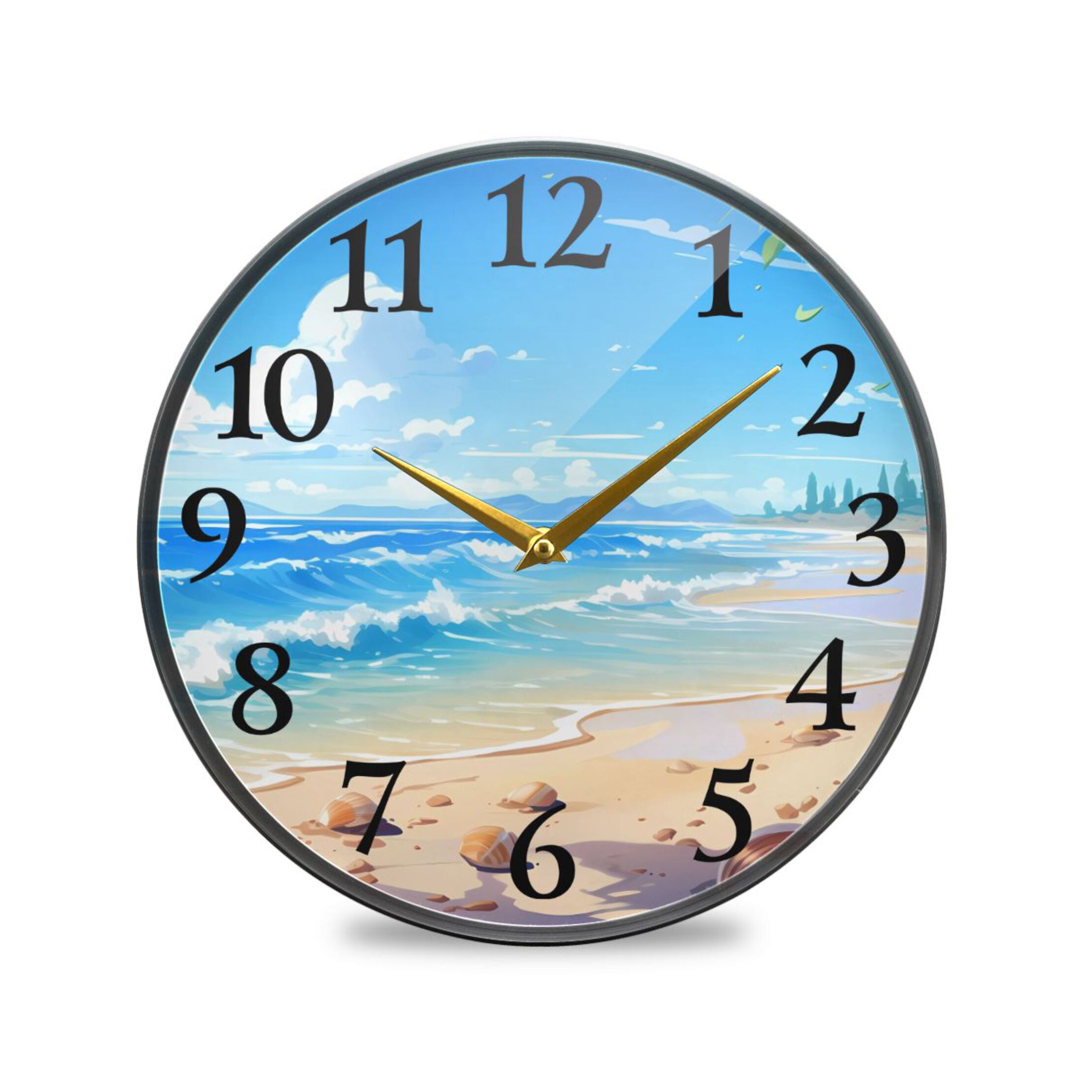 Blue Sky and Beach Wall Clocks Battery Operated 9.5 Inch Round Clock ...