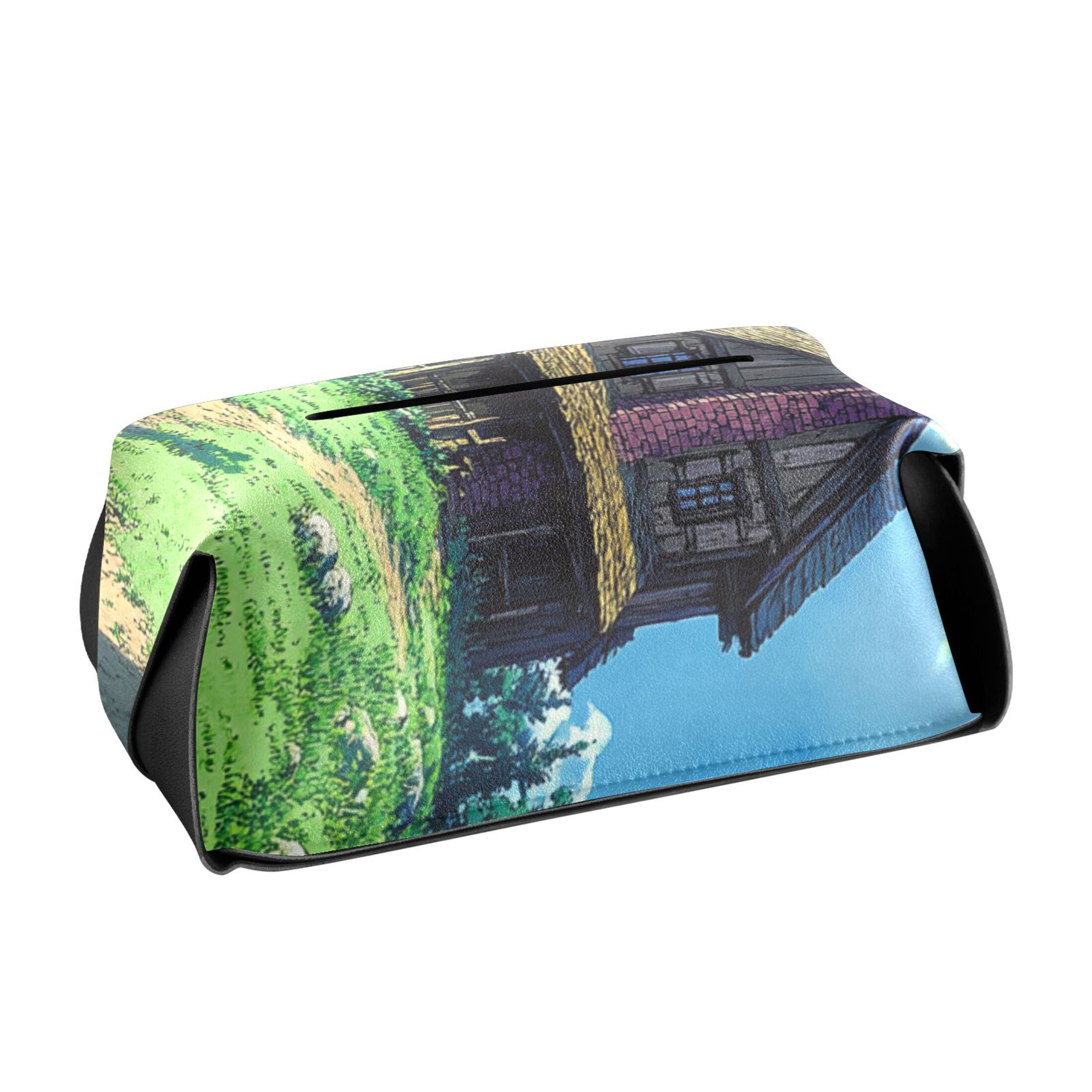Blue Sky and Grass Tissue Box Cover Leather Square Rectangle Tissue Box ...