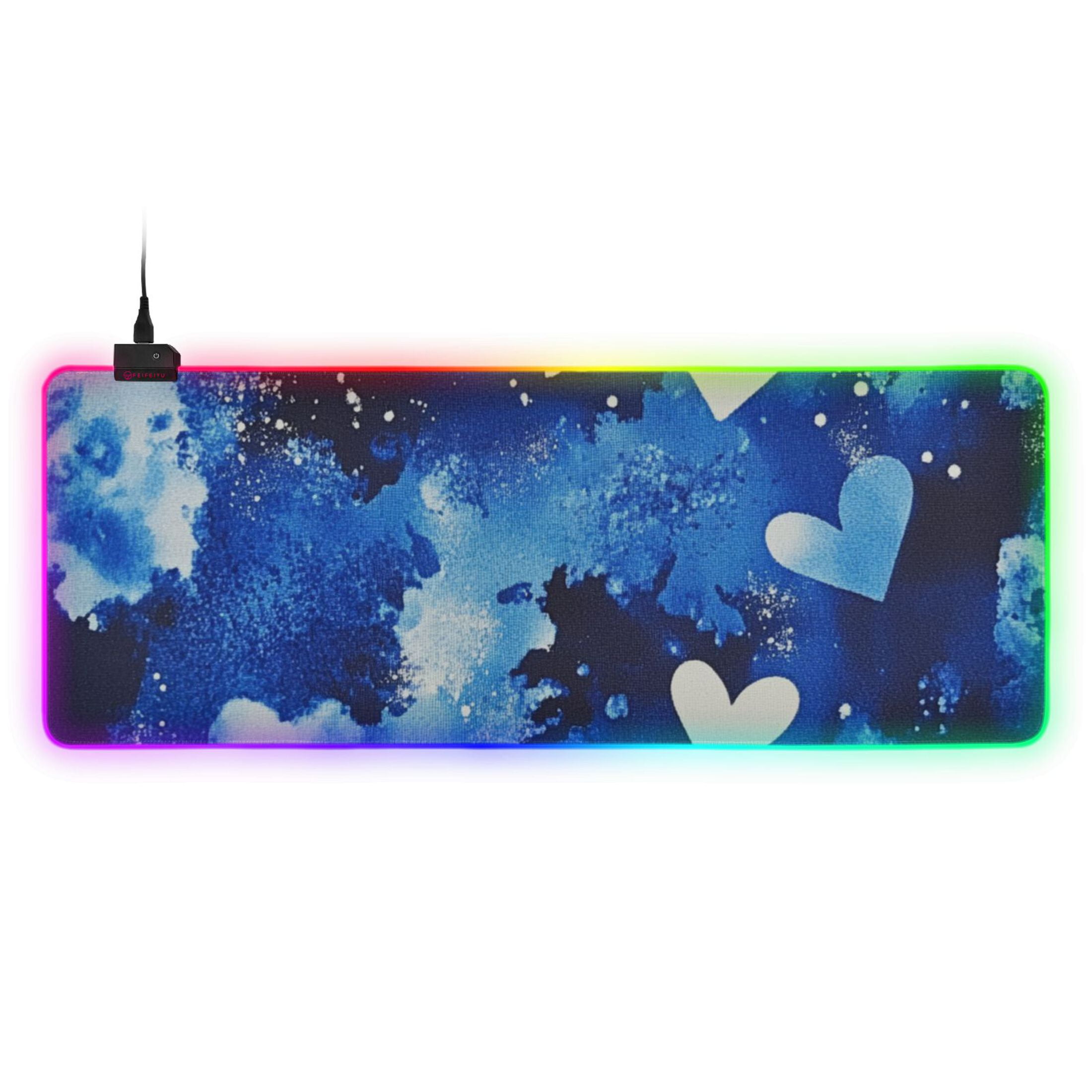 Blue Sky and Love RGB Gaming Mouse Pad Large Keyboard Mat Rubber Base ...