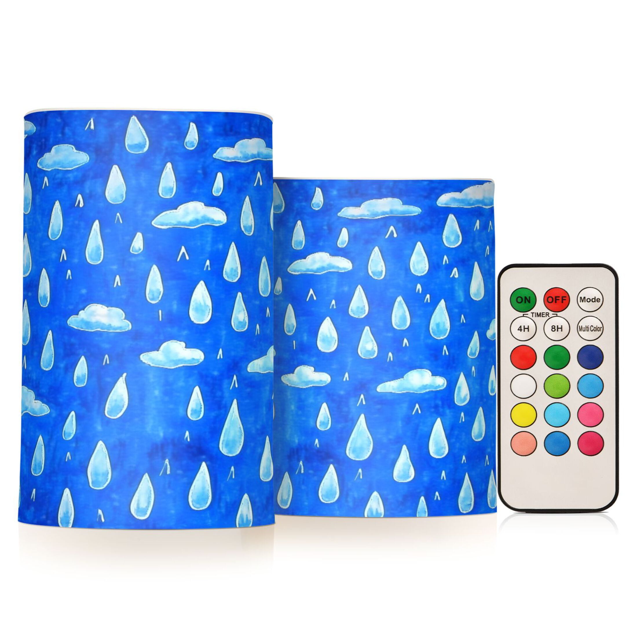 Blue Sky and Rain Flameless LED Candle Set with Remote, Battery ...