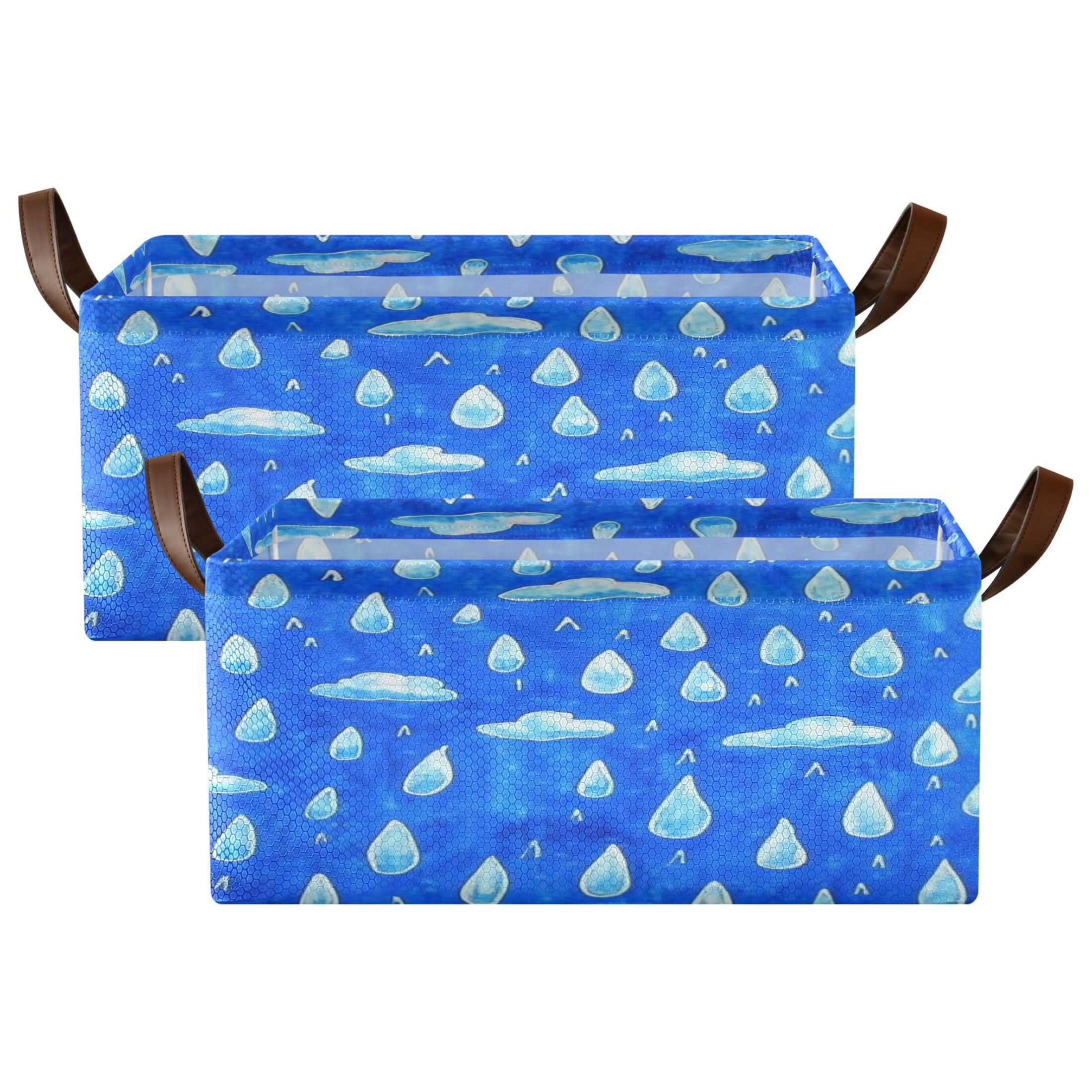 Blue Sky and Rain Shelf Baskets Set of 2 Foldable Metal Frame Open ...
