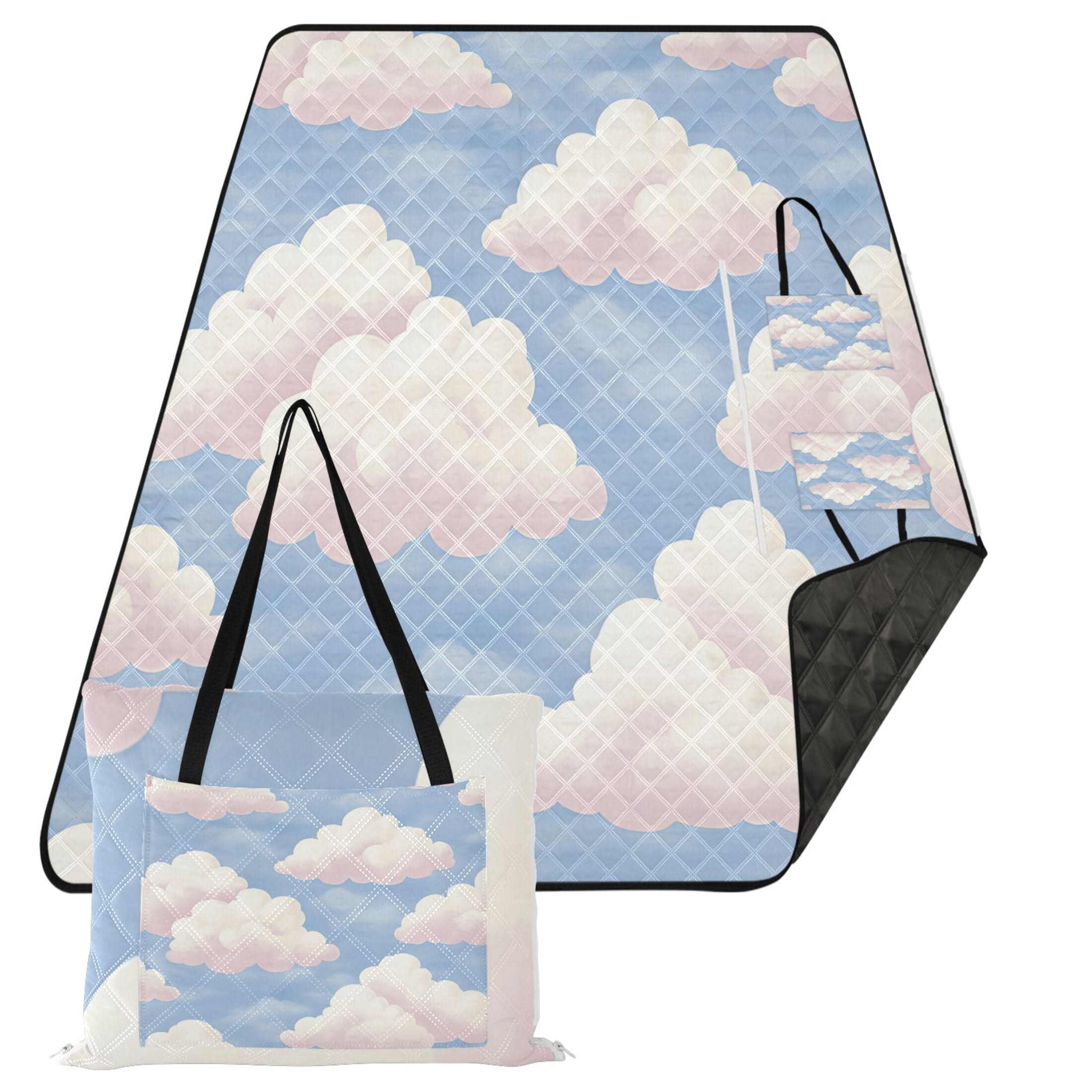 Blue Sky and White Clouds 80x118in Waterproof Camping Blanket, Foldable ...