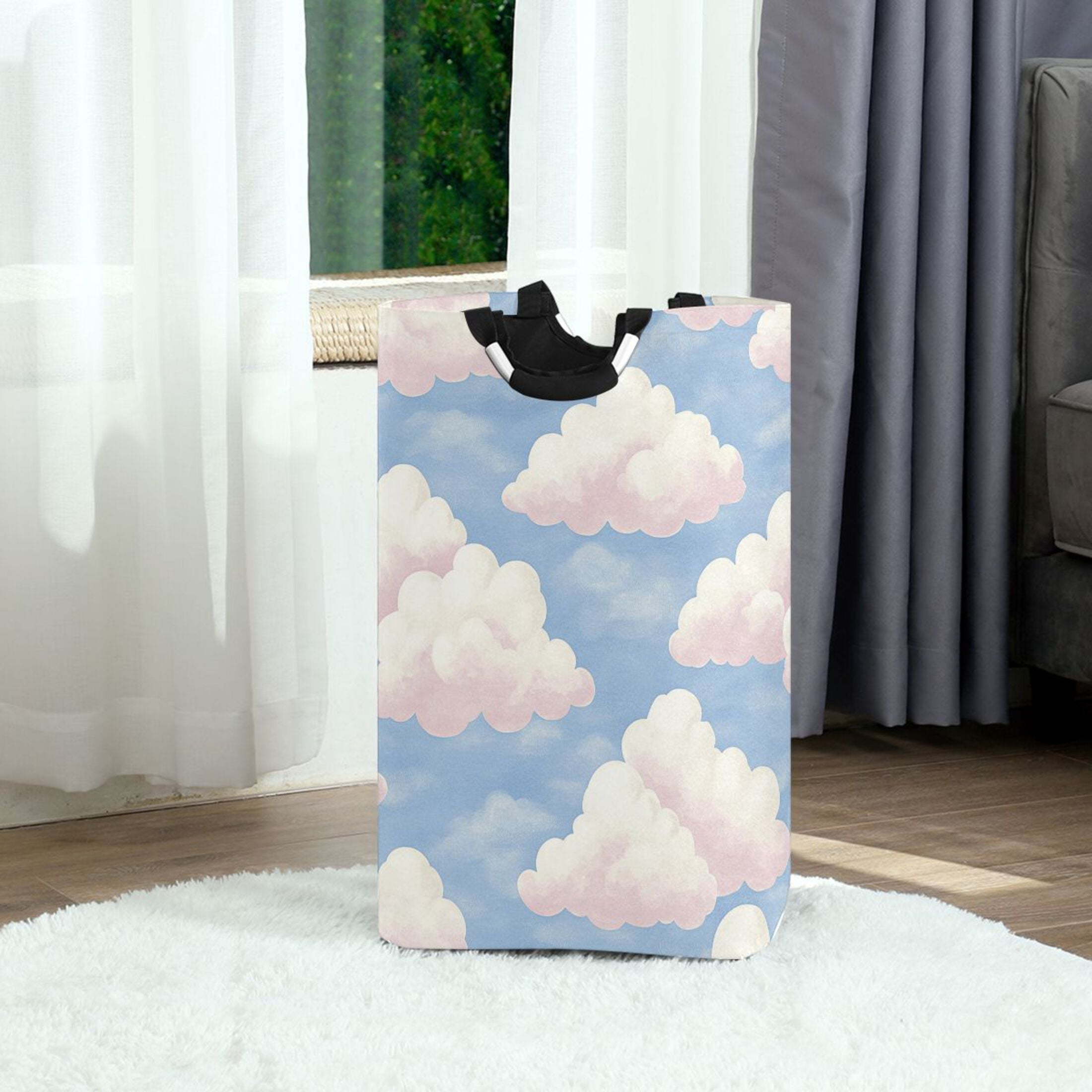 Blue Sky and White Clouds Foldable Laundry Hamper 12.6x11x22.7in with ...