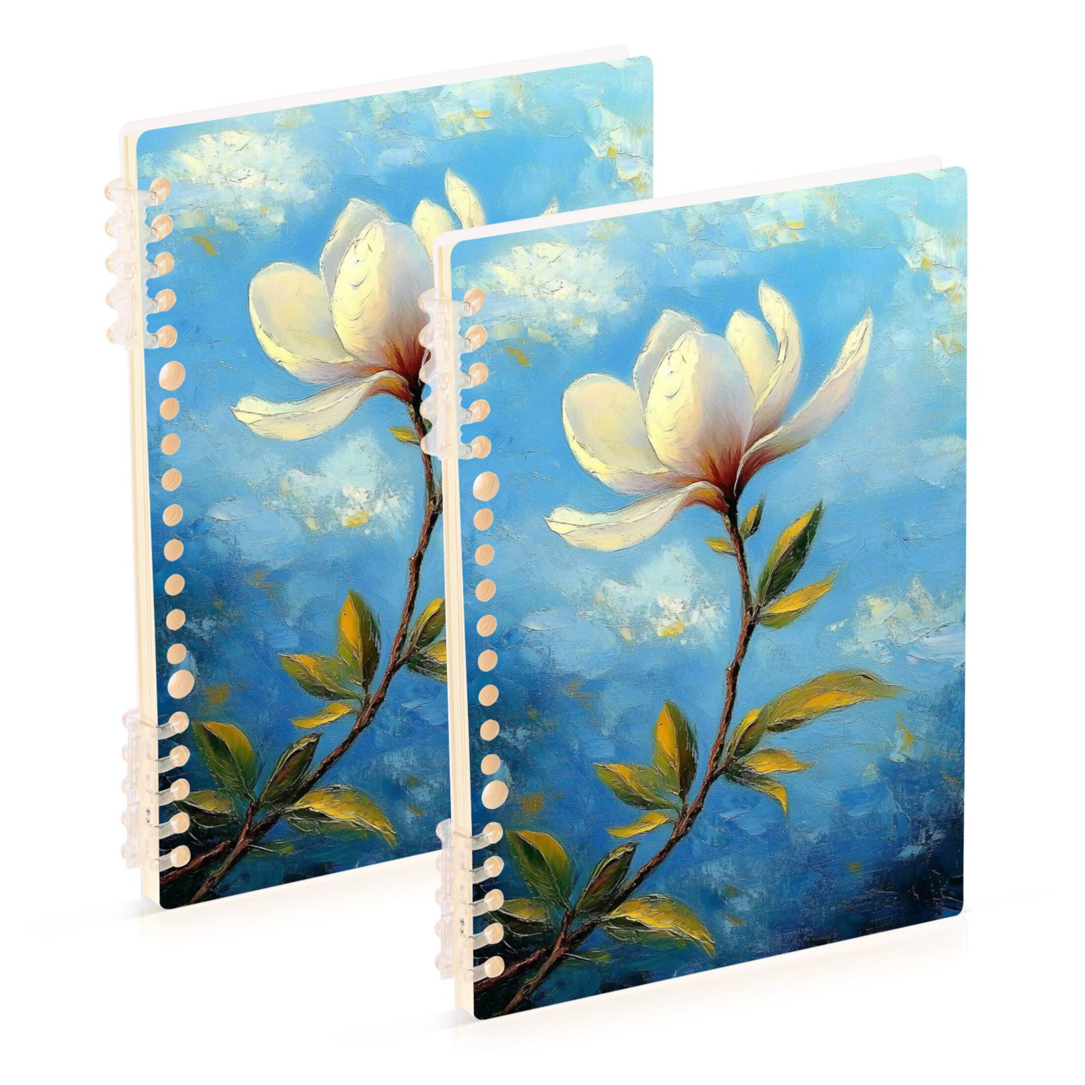 Blue Sky and White Flowers Lined Spiral Journal Notebook 60 Pages A5 ...