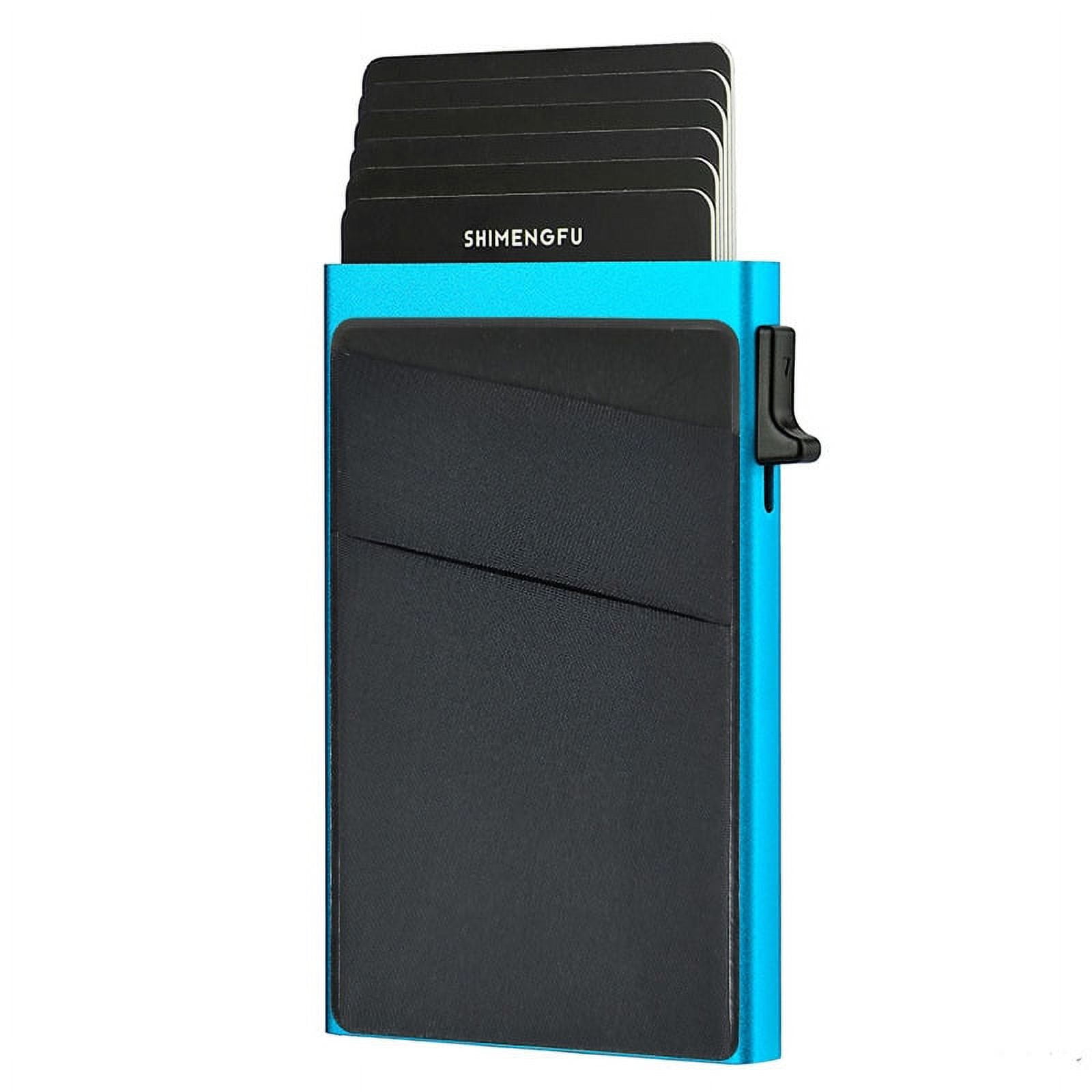 Blue Slim Wallet for Men Pop up Card Holder RFID Blocking Minimalist ...