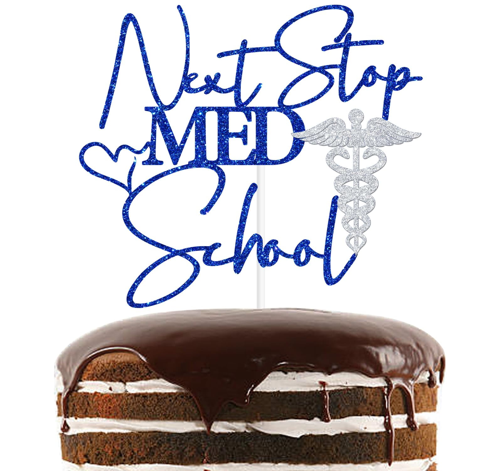 Blue & Sliver Glitter Next Stop BSL1 Med School Cake Topper, Congrats ...