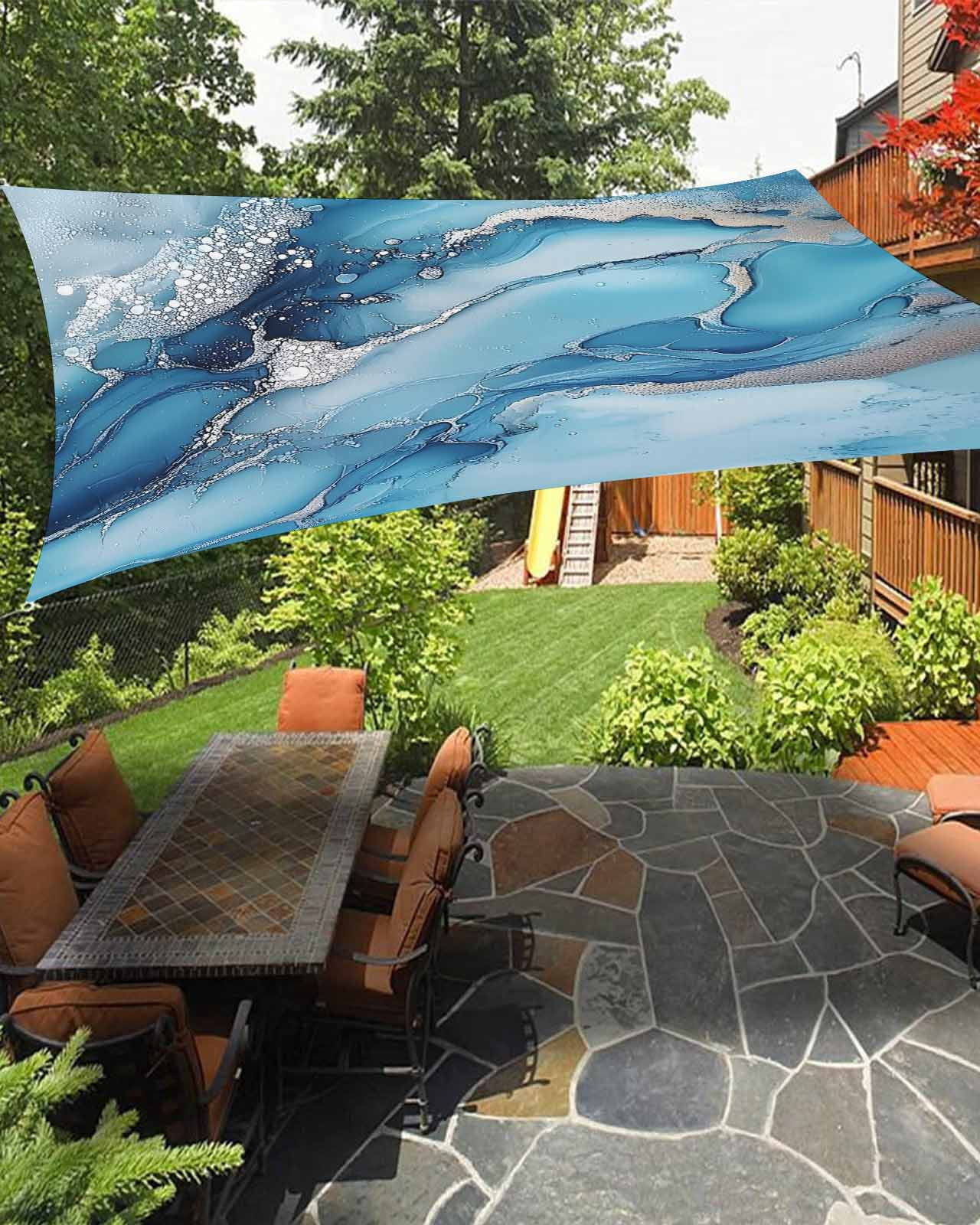 Blue Sliver Marble Sun Shade Sail 8'X10' Abstract Marble Stone Texture ...