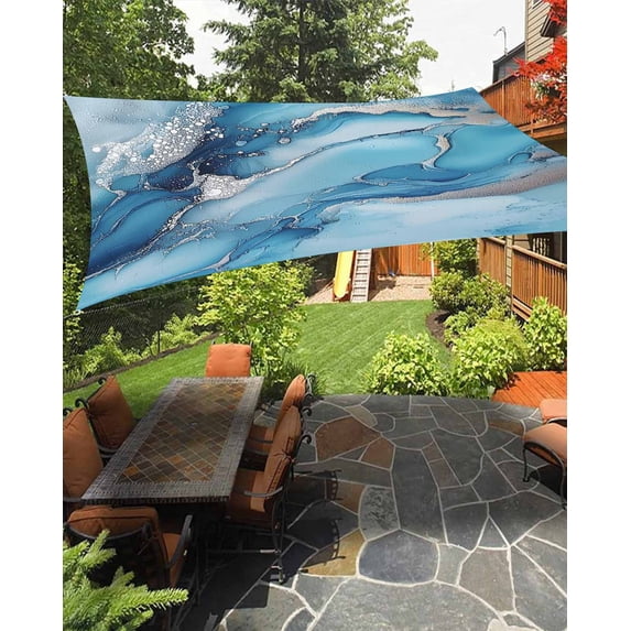 Blue Sliver Marble Sun Shade Sail 8'X10' Abstract Marble Stone Texture ...