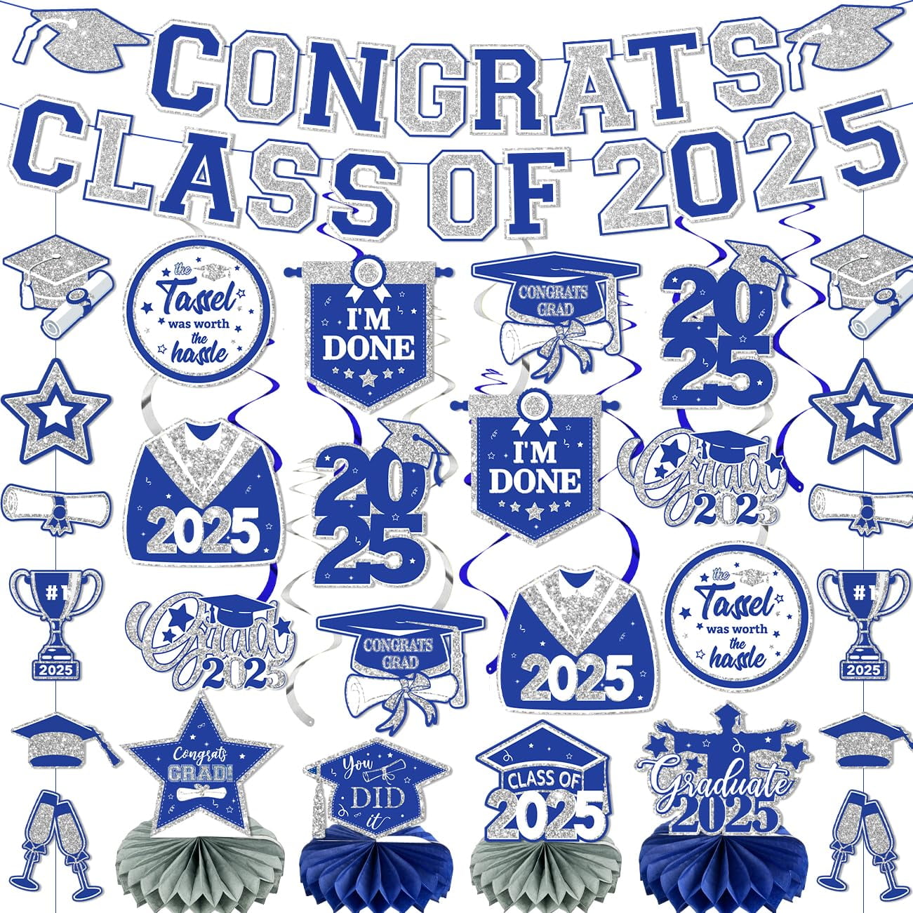 Blue and SliverUMRT Graduation Decorations Congrats Class of Banner ...