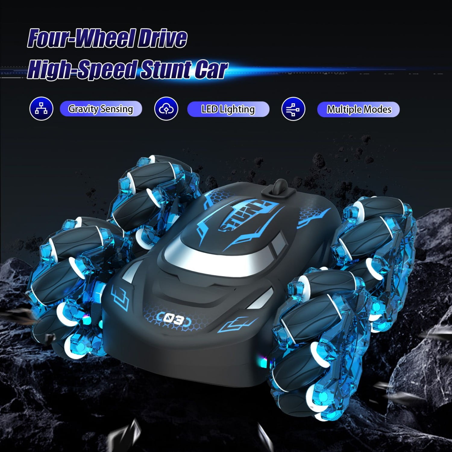 Blue - Small double-sided vehicle (Single remote control) - Walmart.com