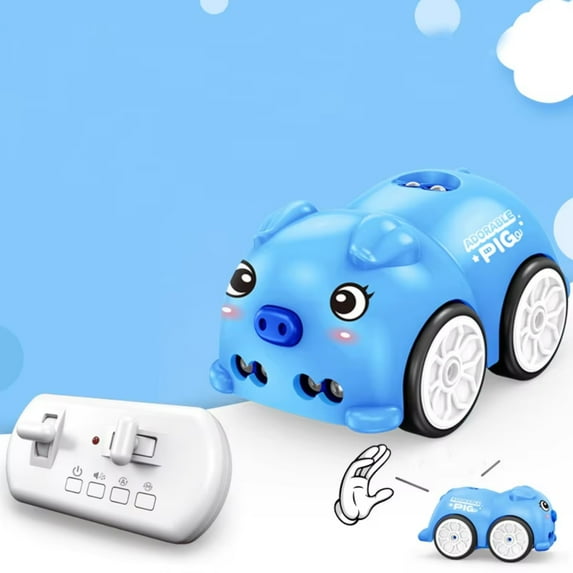 Blue Smart Mini Gesture-Following Remote Control Bus Tabletop Toy Car ...