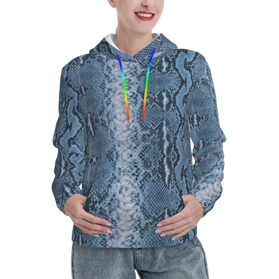 Blue Snake Pattern Cozy Women'S Hoodie Pullover Sweatshirt With ...