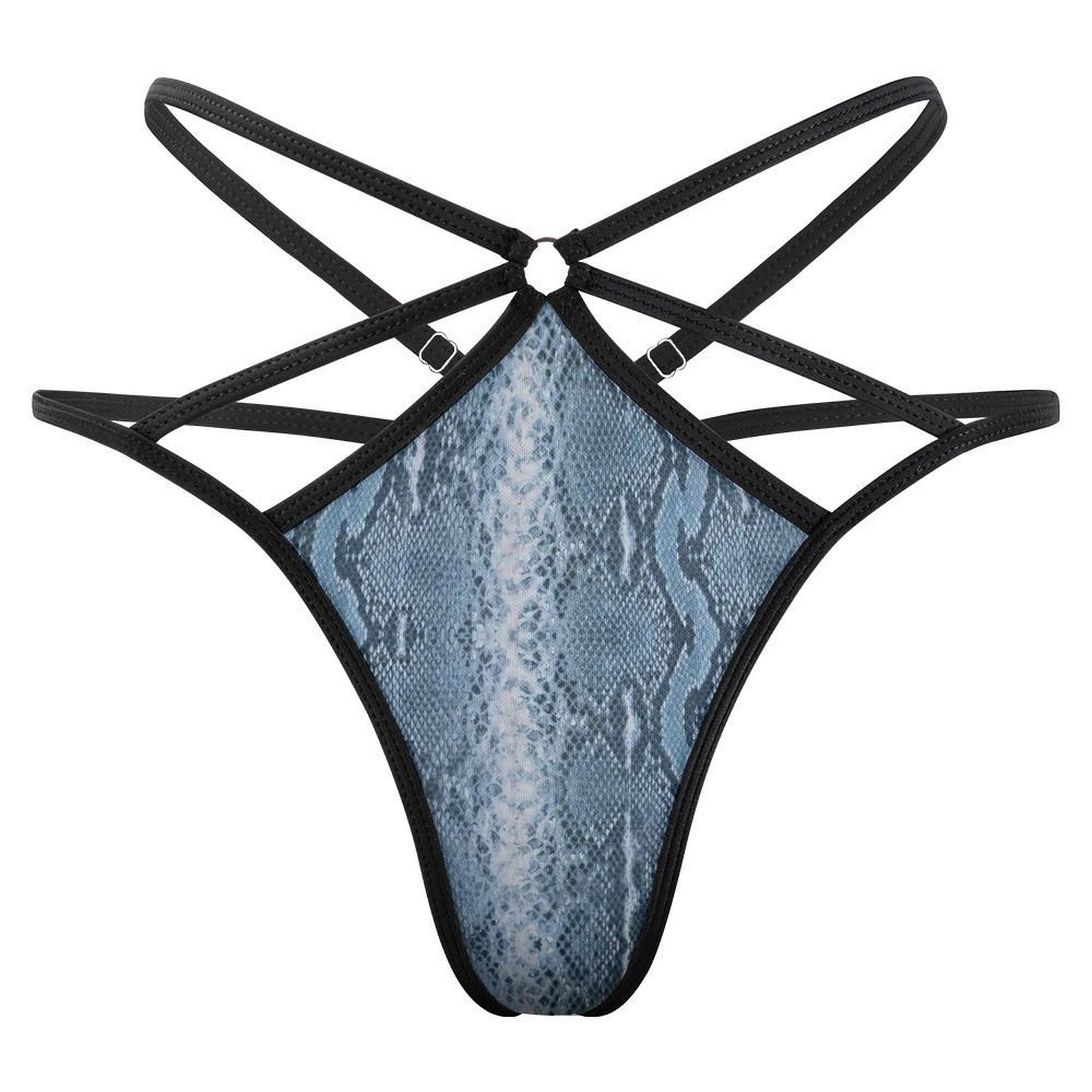 Blue Snake Pattern Open Type Women's Panties Crotch Opening G-strings ...