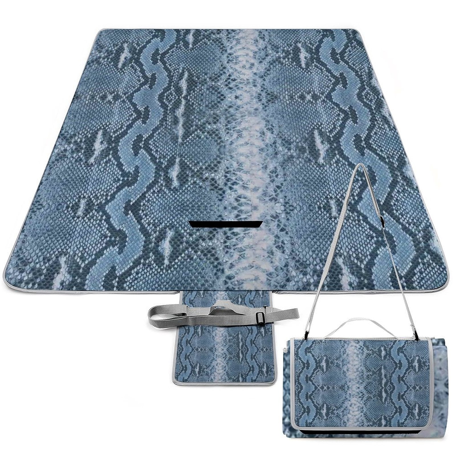 Blue Snake Pattern Square Picnic Mat Waterproof Beach Mat Folding ...