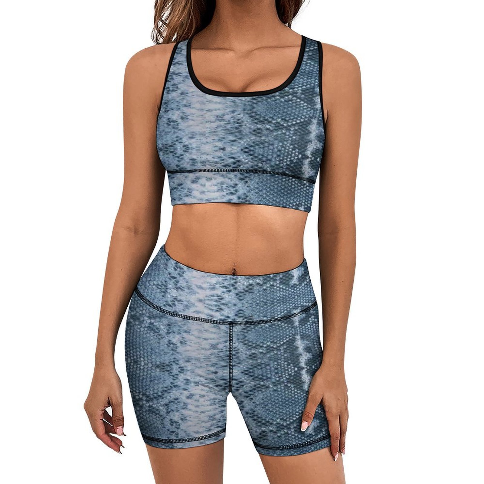 Blue Snake Pattern Working Out Sets for Women Workout Outfits for Women ...