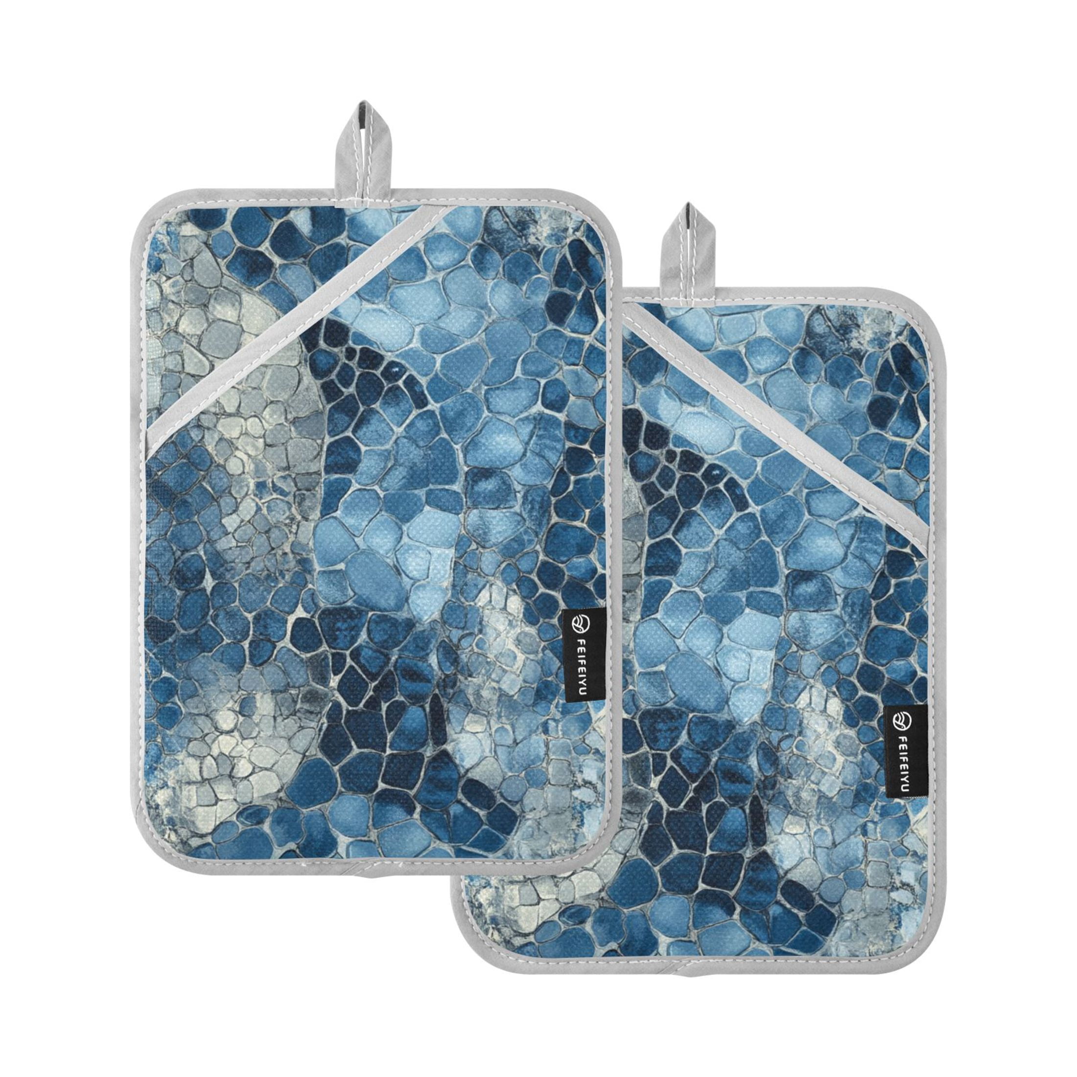 Blue Snake Skin Vintage Pot Holder Heat Resistant Mat Oven Hot Pads ...