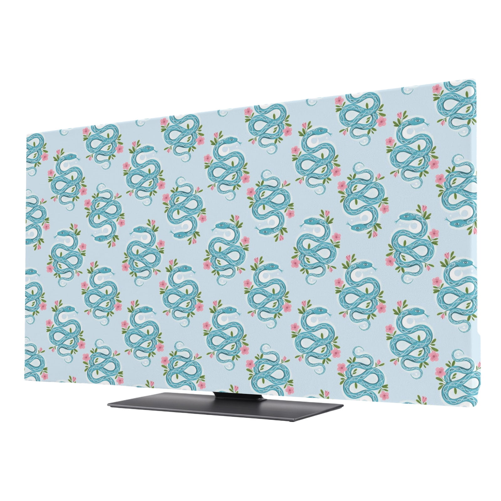 Blue Snakes Flowers TV Cover for 32 Inch Screen,Stretch Fabric ...