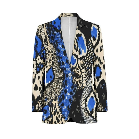 Blue Snakeskin Leopard Print Fabric Men's Suit Blazer Casual Party Wear ...