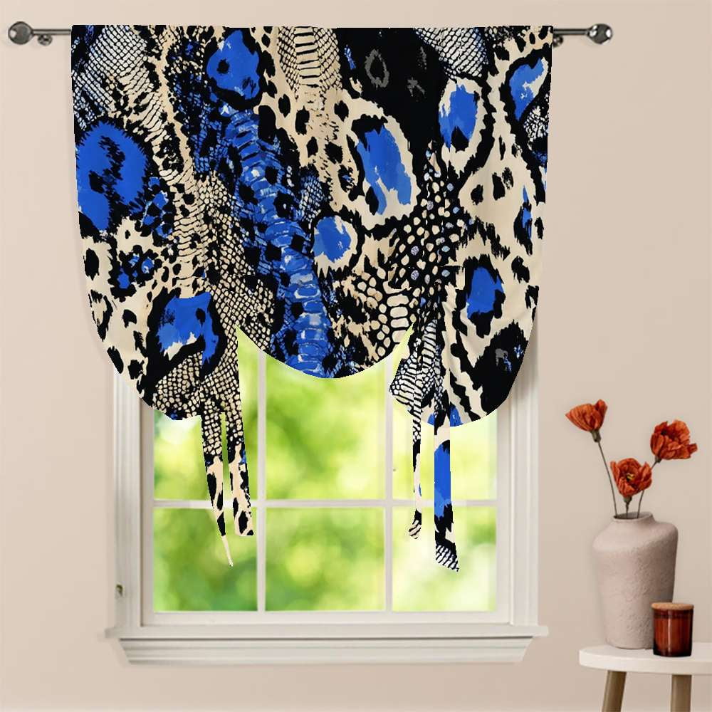 Blue Snakeskin Leopard Print Fabric Window Curtain for Living Room ...