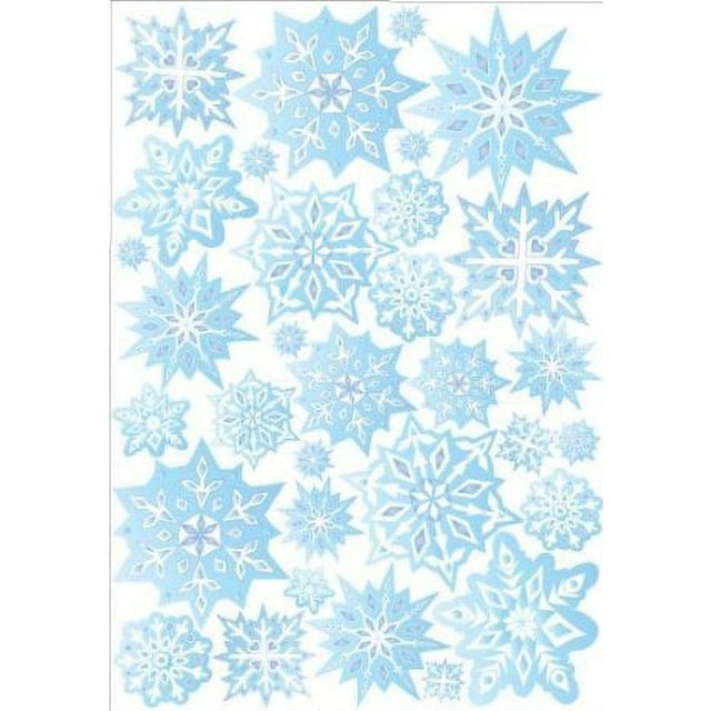 Blue Snow Flakes Wall Stickers / Snowflake Wall Decor in Ice Blue / 32 ...