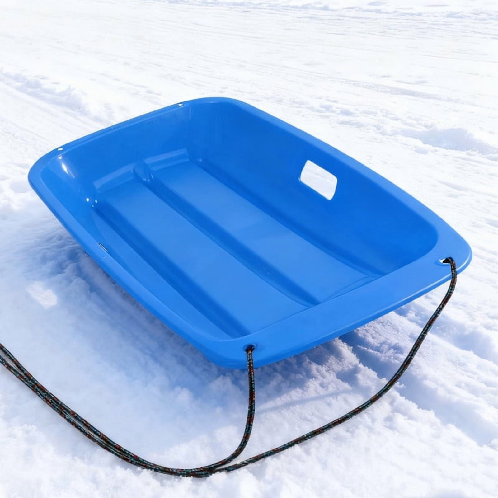 Blue Snow Sled for Winter Fun, 36 Inch Two-Rider Plastic Sport Toboggan ...