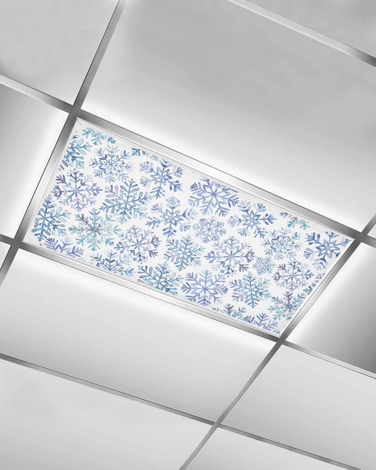 Blue Snowflake Christmas Fluorescent Light Covers for Ceiling Lights ...