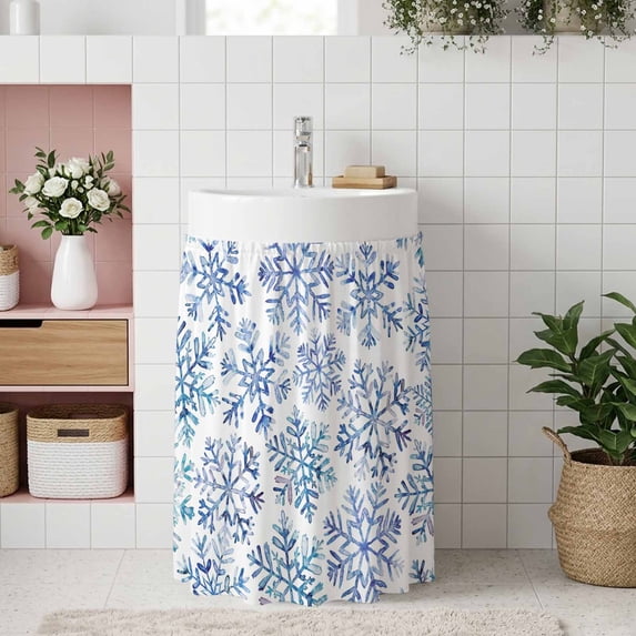 Blue Snowflake Christmas Small Cabinet Curtain 11''x13'', Xmas Winter ...