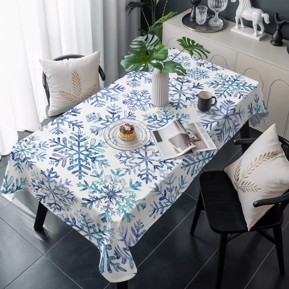 Blue Snowflake Christmas Table Cloth Waterproof Tablecloths, Xmas ...