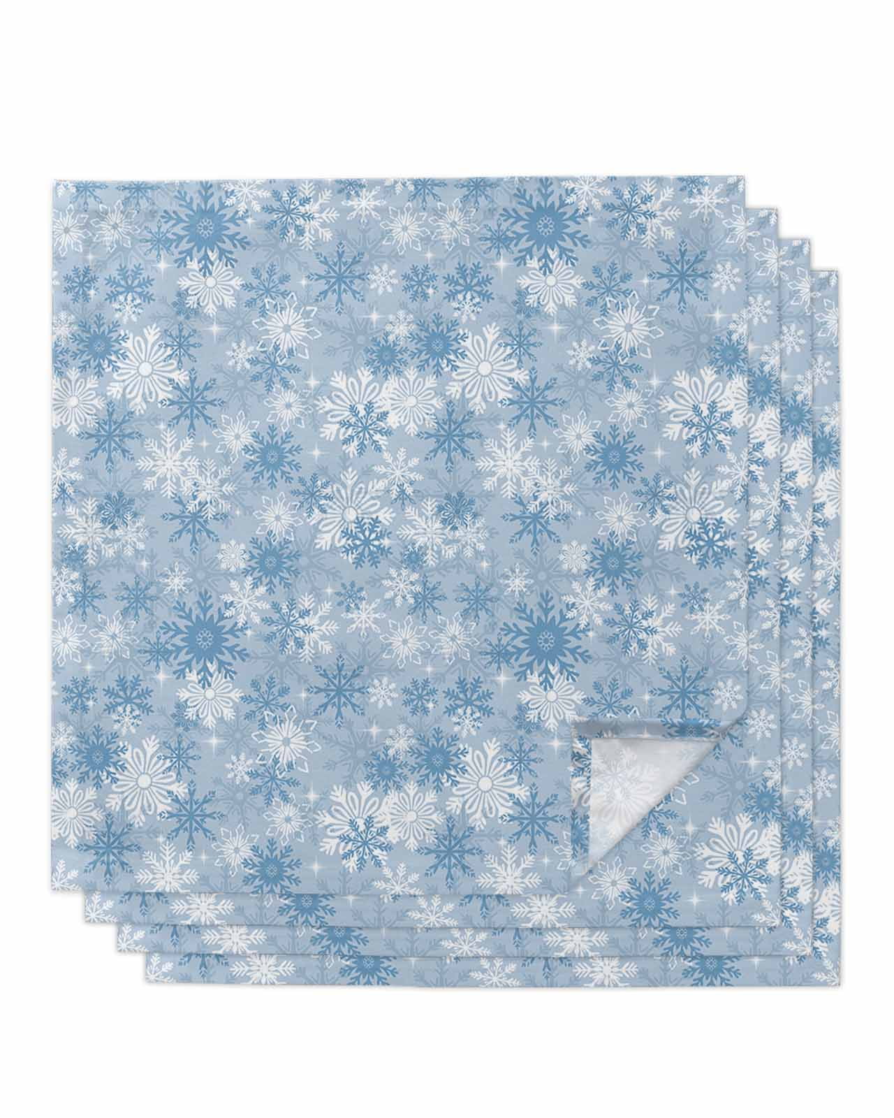 Blue Snowflake Cloth Napkins Set of 4, Christmas Snowflake Blue White ...