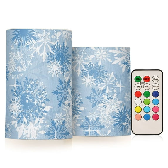 Blue Snowflake Flickering Flameless Candles Battery Operated with ...