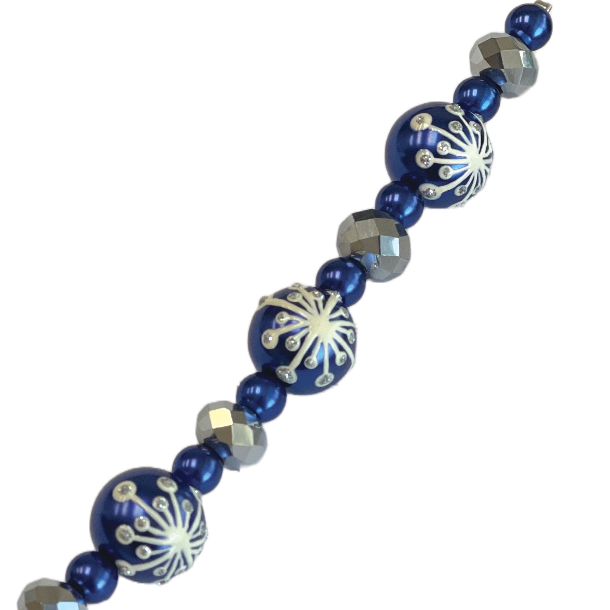 Blue Snowflake Glass Bead Strand 7 Inch, Craft DIY Jewelry Supplies ...