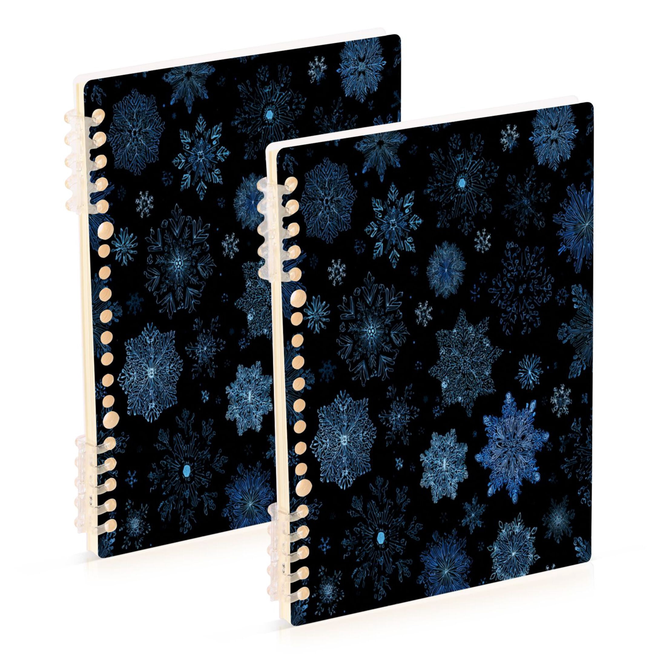 Blue Snowflake Notebook College Horizontal Grid Paper 2 Pack Ink Spill ...