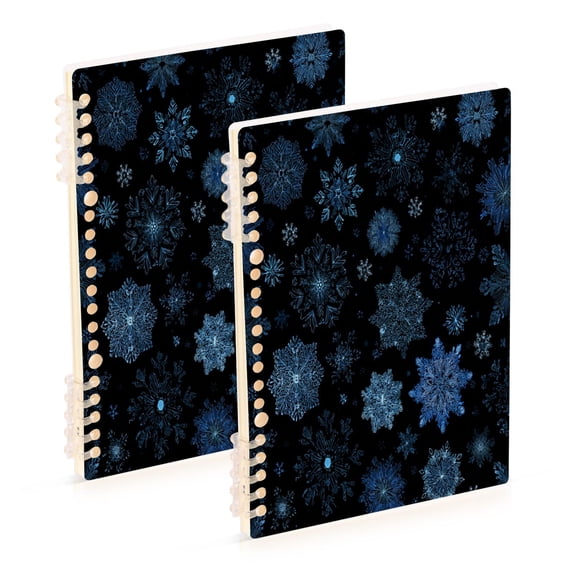 Blue Snowflake Notebook College Horizontal Grid Paper 2 Pack Ink Spill ...