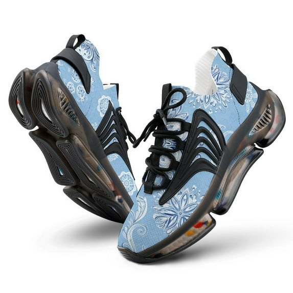 Blue Snowflake Pattern Fabric Walking Shoes for Men Woman Lightweight ...