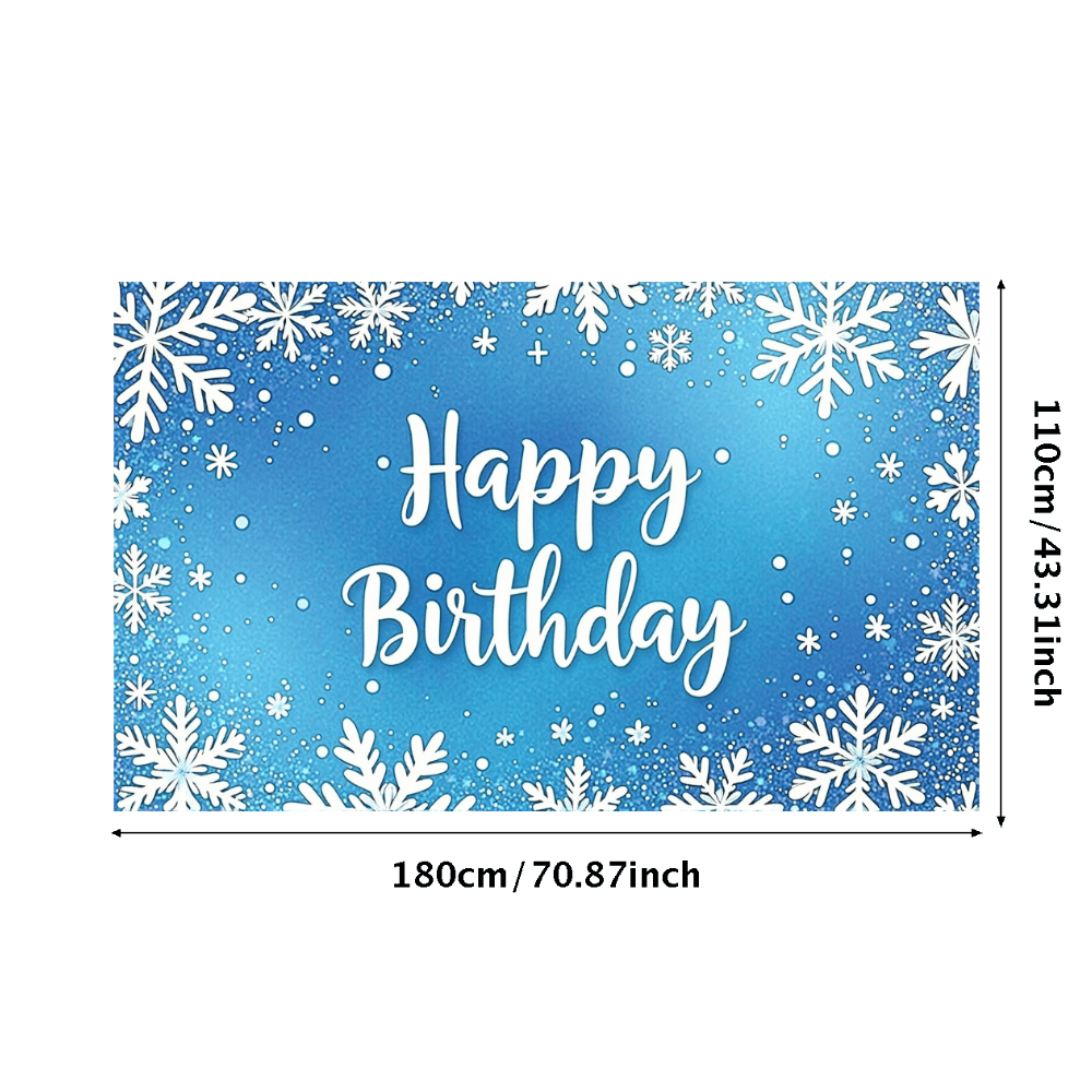Blue Snowflake Themed Happy Birthday Backdrop Banner Party Decorations ...