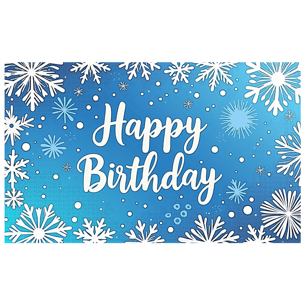 Blue Snowflake Themed Happy Birthday Backdrop Banner Party Decorations Photography Props for ...