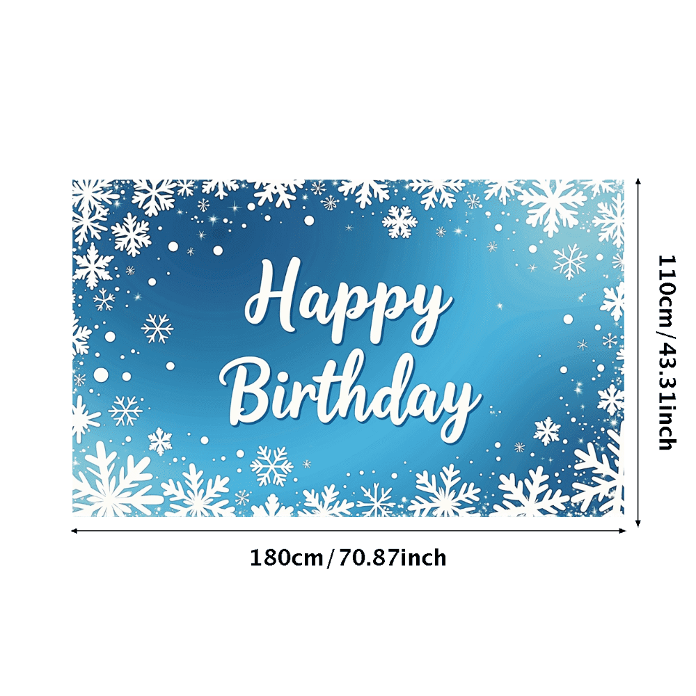 Blue Snowflake Themed Happy Birthday Backdrop Banner Party Decorations ...