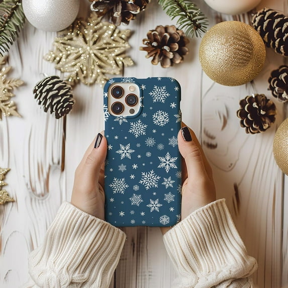 Blue Snowflake Themed Winter Holiday Phone Case for 17 16 15 14 13 12 ...