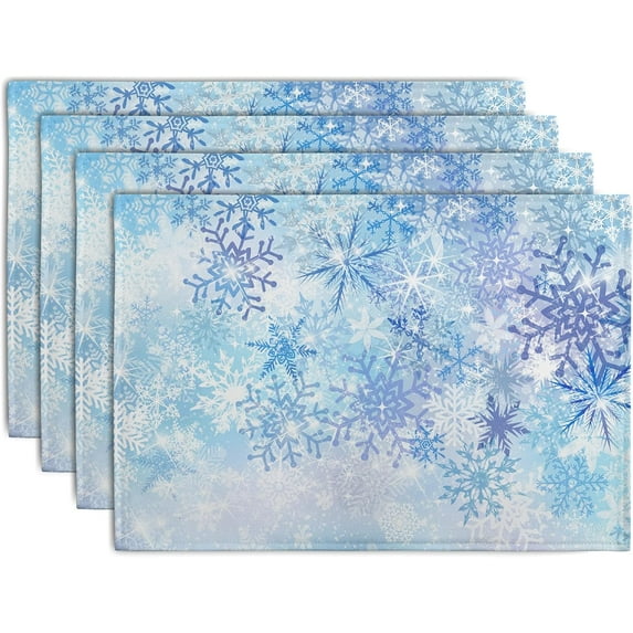 Blue Snowflake Winter Placemats Set of 4 Xmas Snow Place Mat Merry ...