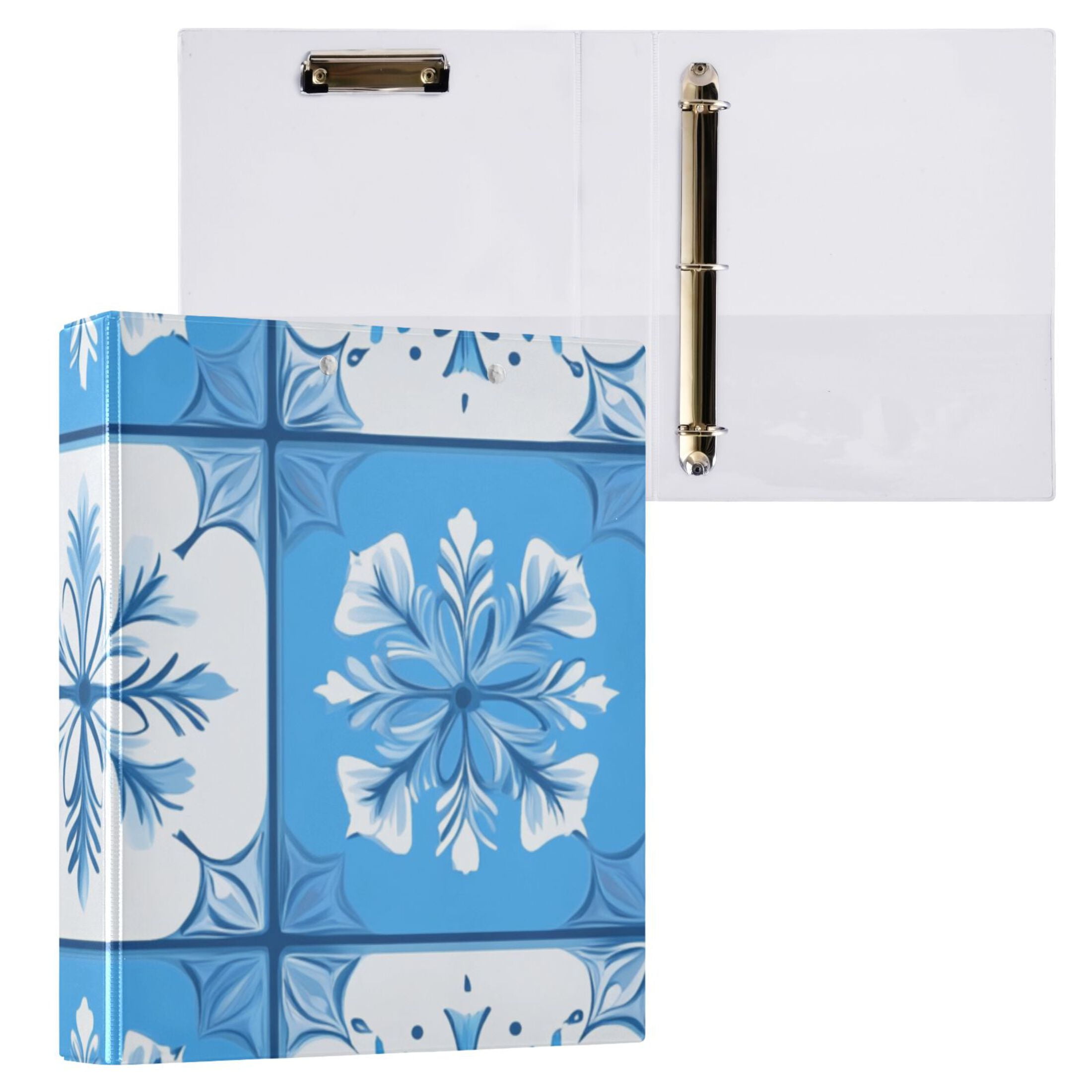 Blue Snowflakes 3 Ring Binders 1.5 inch Hardcover File Folders with ...