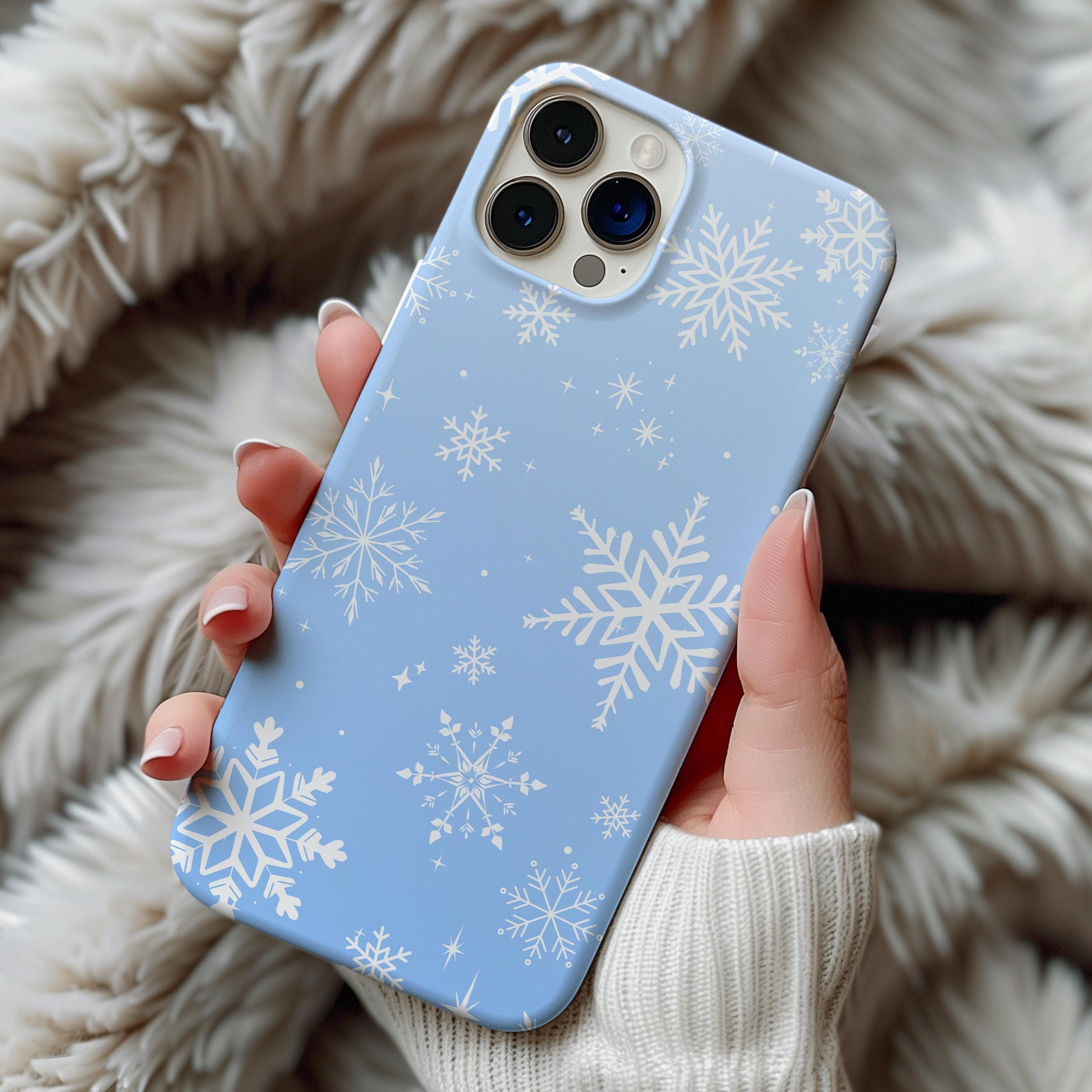 Blue Snowflakes Winter Holiday Aesthetic Phone Case for iPhone 17 ...