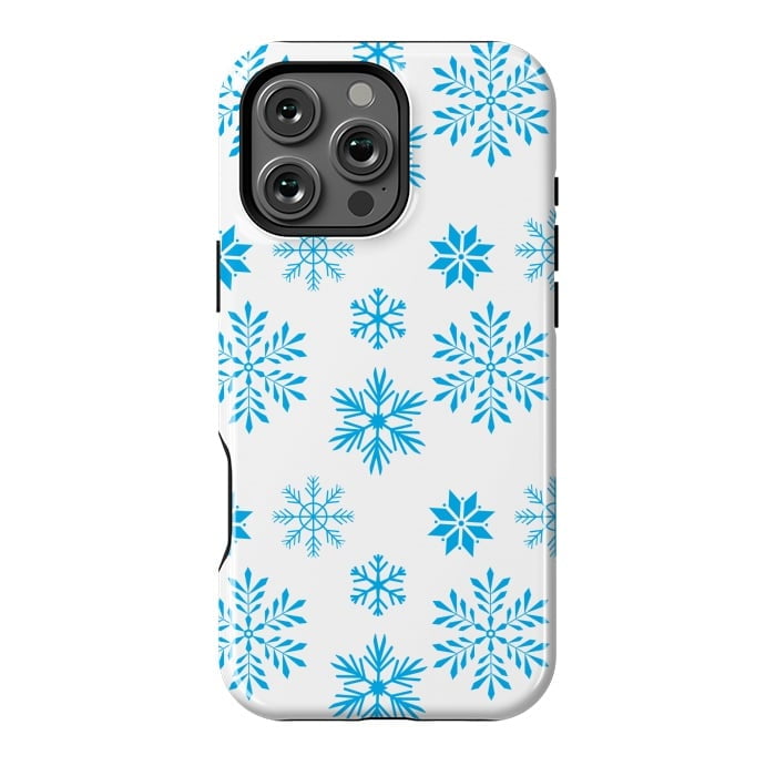 Blue Snowflakes Winter Pattern Art Phone Case for iPhone 11 12 13 14 15 ...