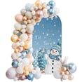 Blue Snowman Christmas Arch Backdrop Cover 6.6x3.3 Ft, Spandex Wedding ...