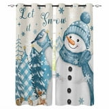 Blue Snowman Christmas Blackout Curtains 54 Inches Long, Xmas Tree ...