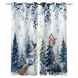 Blue Snowman Christmas Blackout Curtains 72 Inches Long, Xmas Tree ...