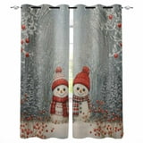 Blue Snowman Christmas Blackout Curtains | Light Blocking Print Window ...