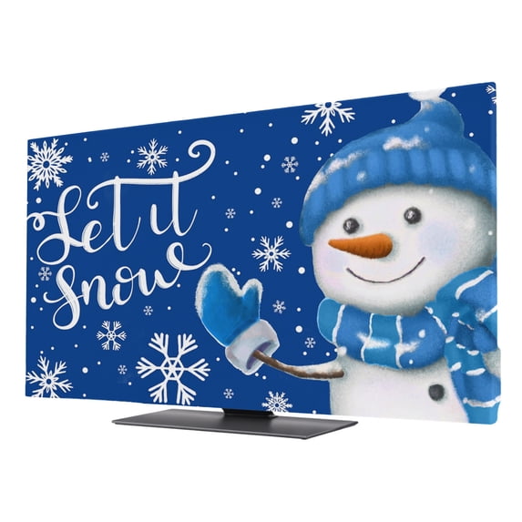 Blue Snowman Christmas Elastic Indoor TV Cover 50" Dust Protector ...