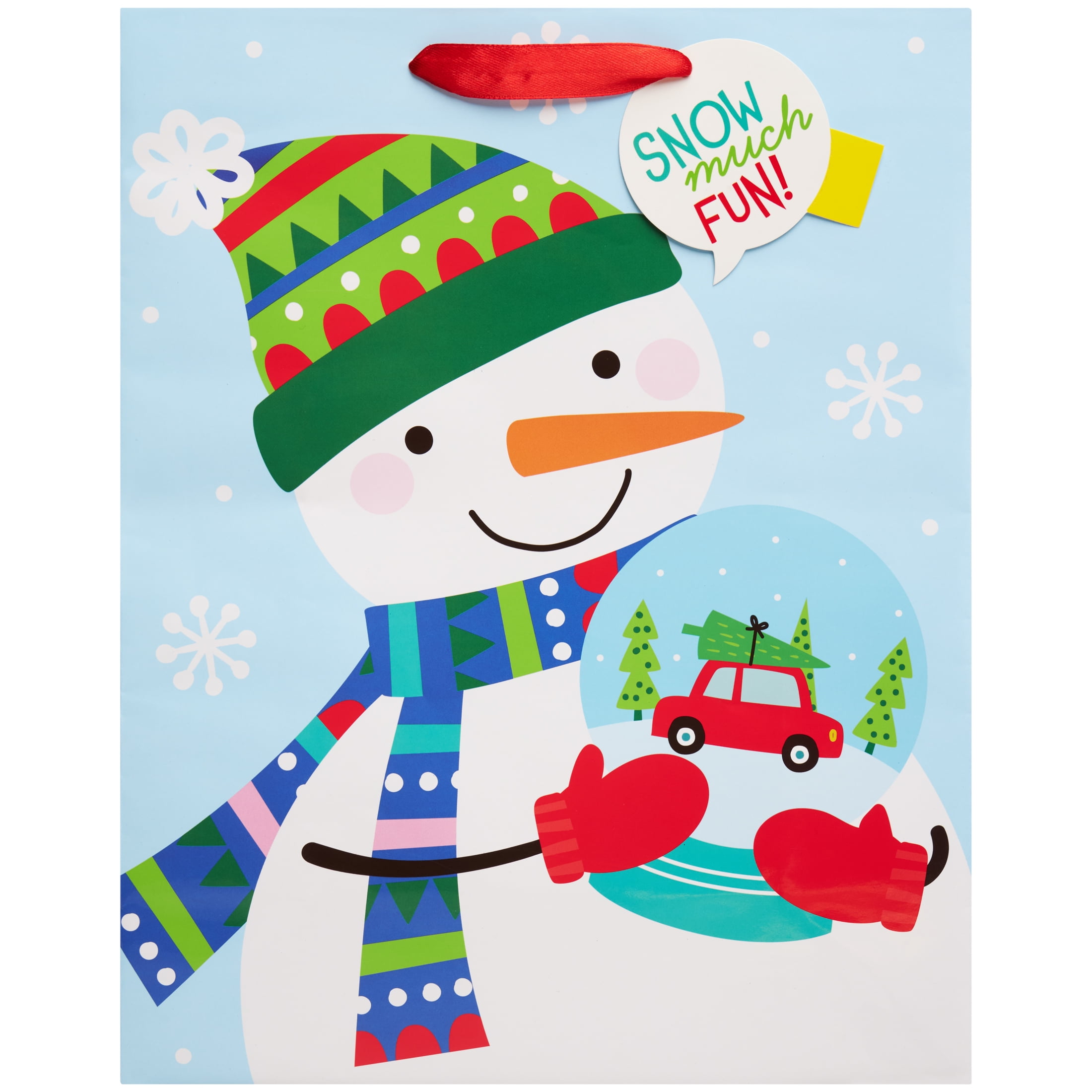 Blue Snowman Christmas Gift Bag, 4.5 in x 10 in x 12.75 in, by Holiday ...