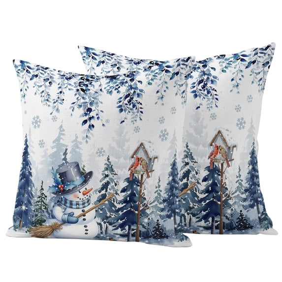 Blue Snowman Christmas Outdoor Pillow Covers 24"x24" Set of 2 ...